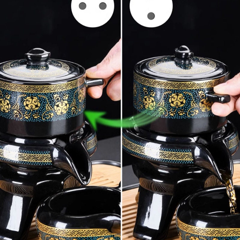 Creative Graphite Automatic Tea Set Rotating Brewing Teapot Kung Fu Tea ...
