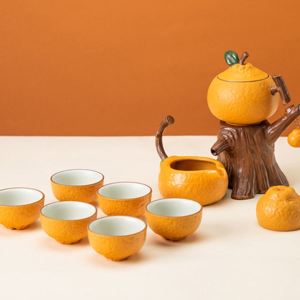 Orange Tea Cup Set - Etsy