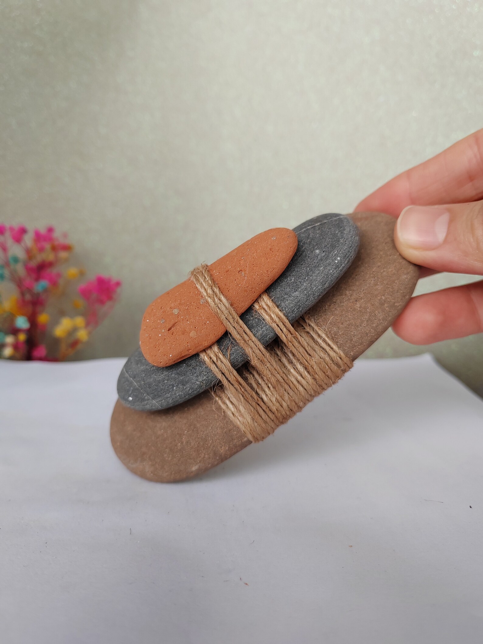 Wrapped Rocks 11 Cm Beach Decoration Pebble Ornament Natural - Etsy