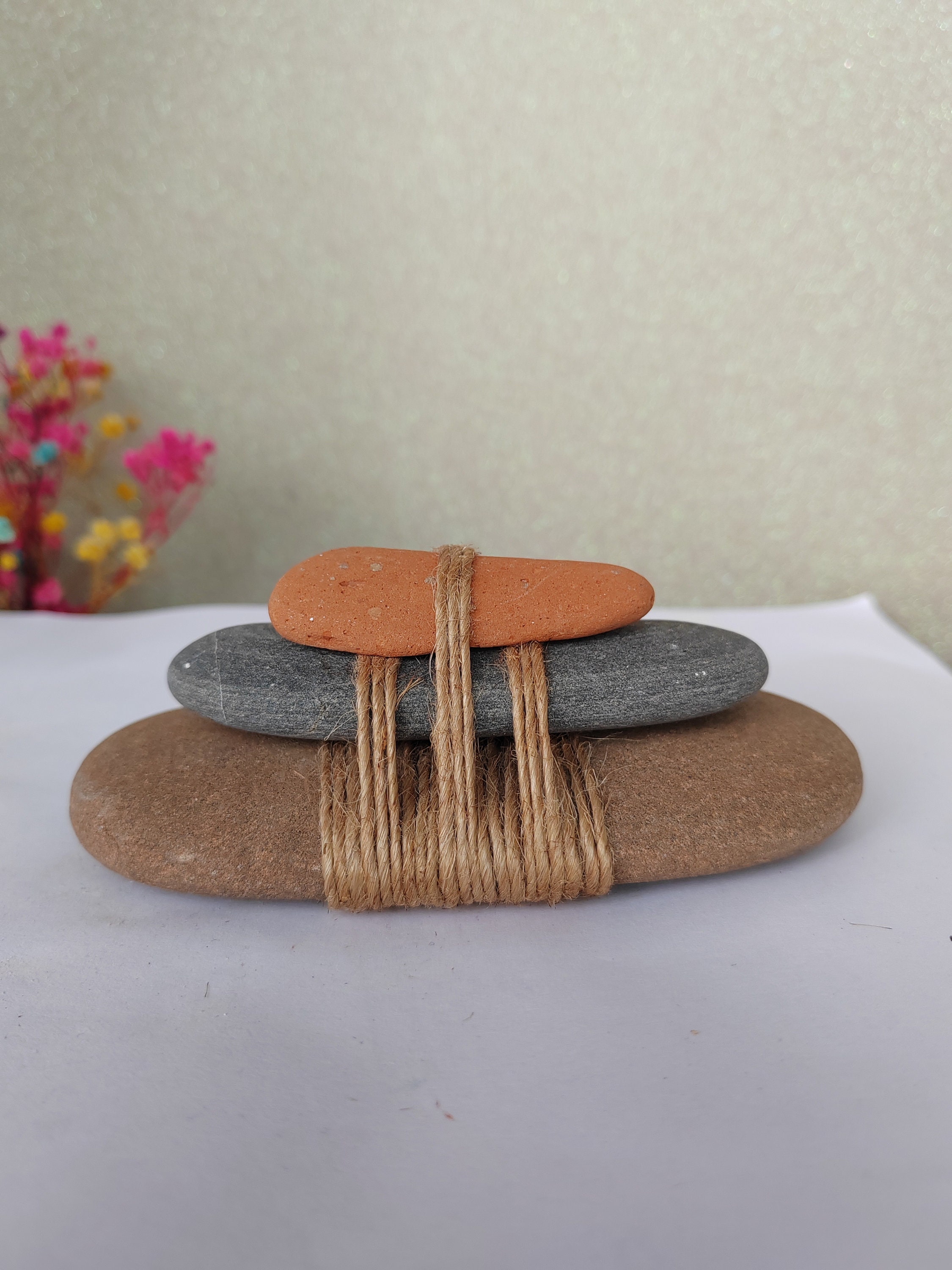 Wrapped Rocks 11 Cm Beach Decoration Pebble Ornament Natural - Etsy