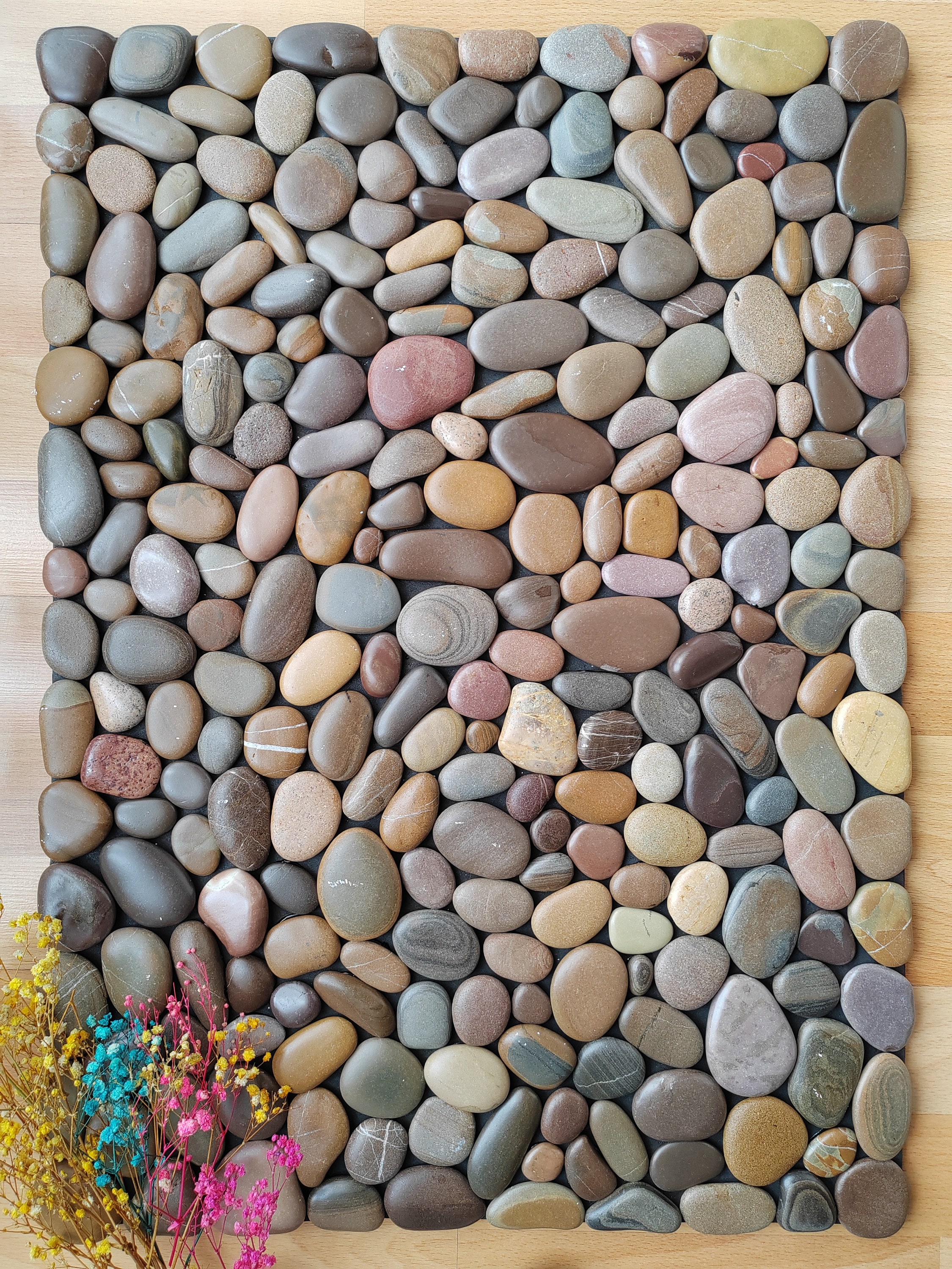 35-55 Cm Polished Beach Stone Mat, Pebble Rug, Foot Massager, Beach ...