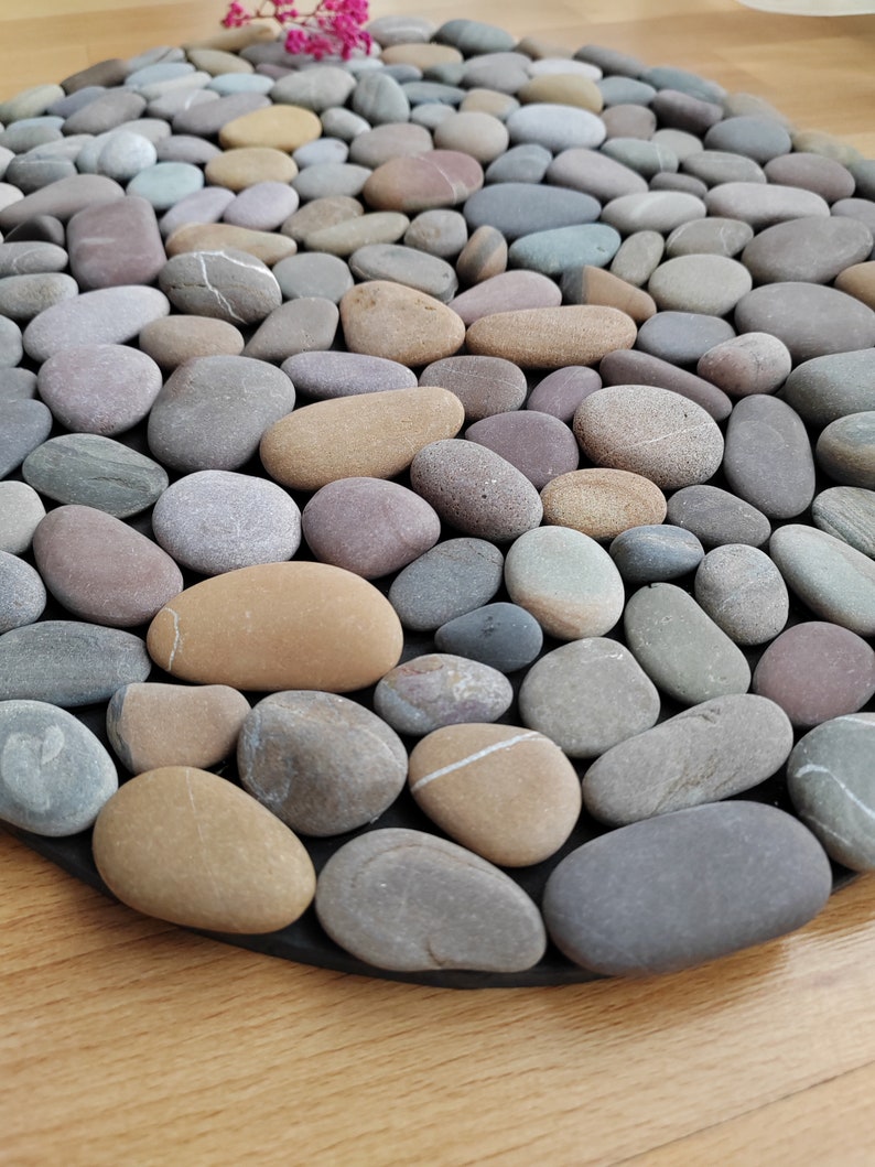 38-49 Cm Oval Beach Stone Mat, Indoor/outdoor Pebble Rug, Foot Massager ...