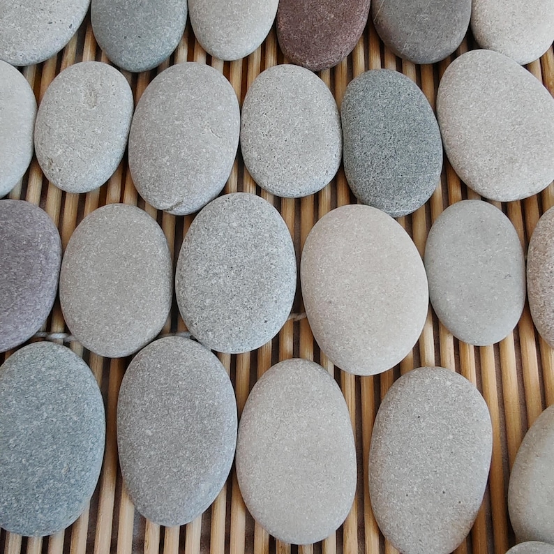 Flat Light Elongated Beach Stones: Natural Sea Pebbles, Craft Supplies ...
