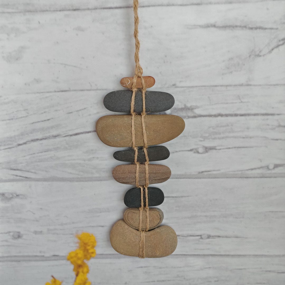Wrapped Beach Stone Wall Hanging: Boho Rock Decor - Etsy