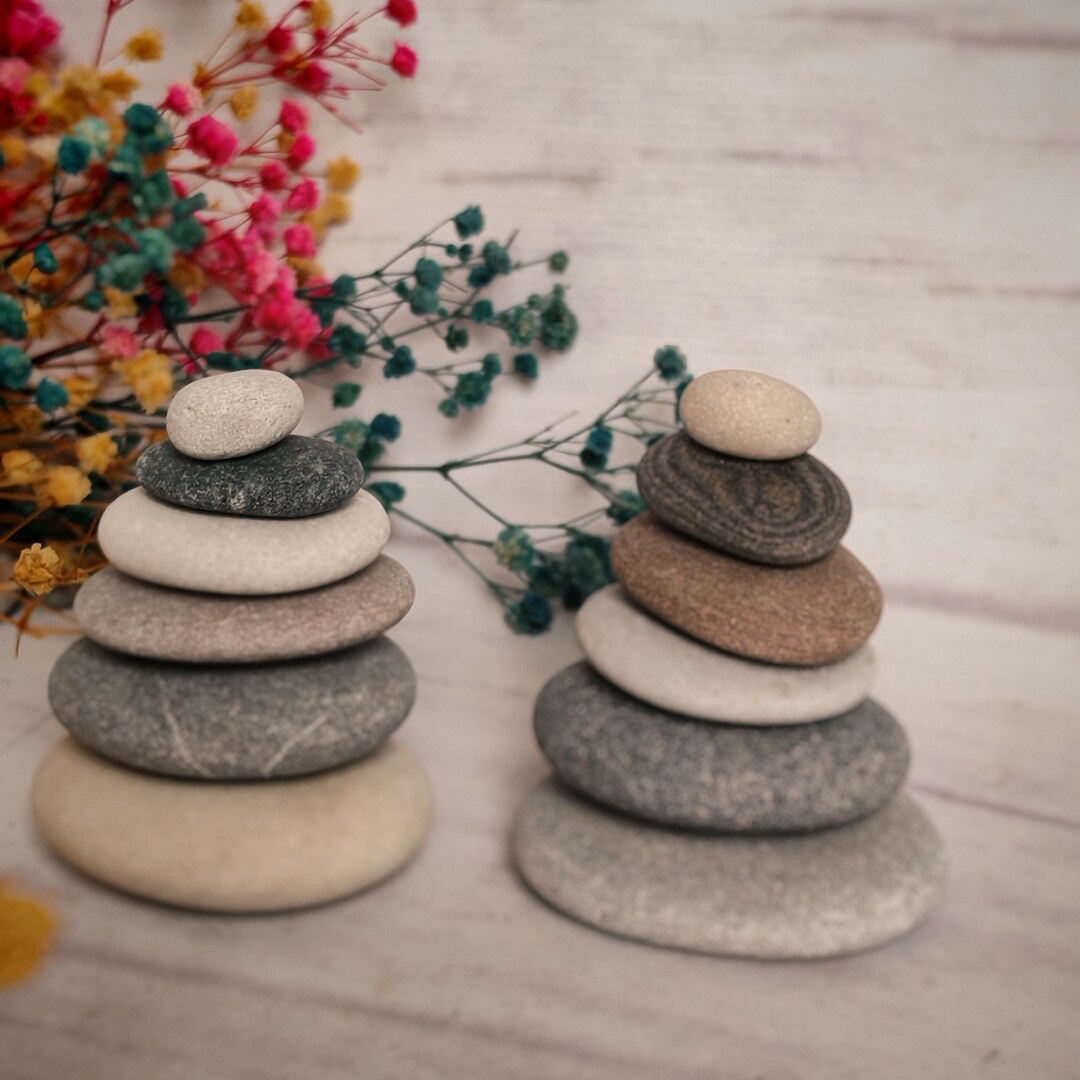 Stackable Sea Stones: Miniature Zen Pebble Pile Decor (2-5cm) (6 Pebble ...