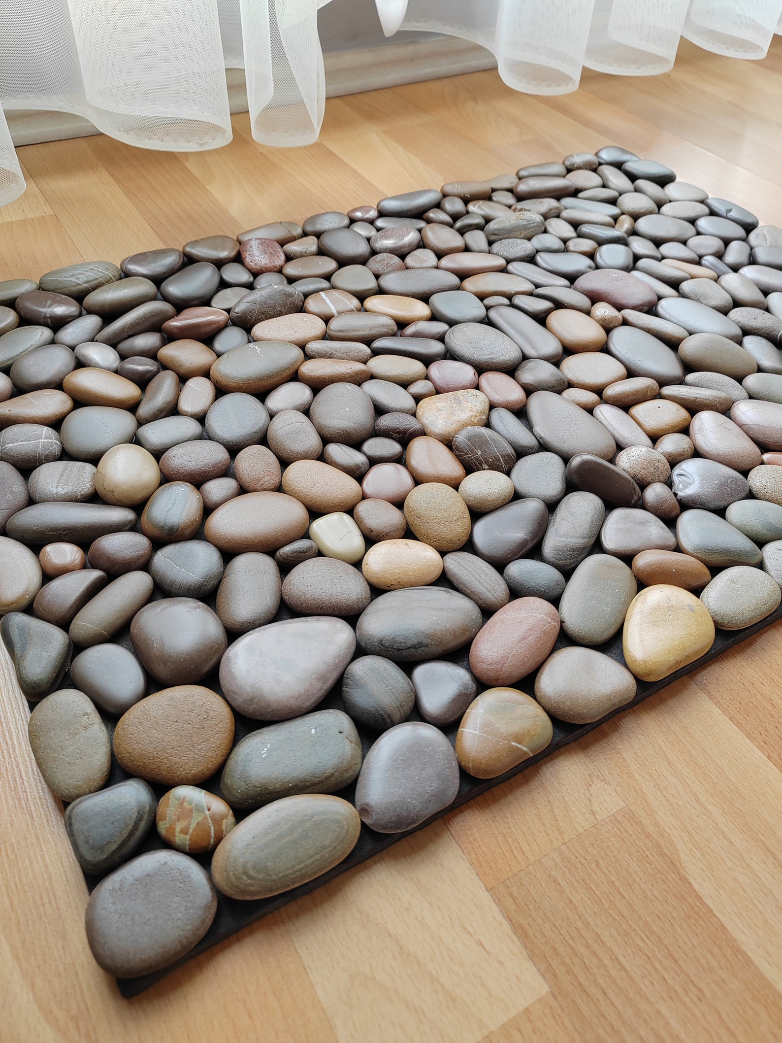 35-55 Cm Polished Beach Stone Mat, Pebble Rug, Foot Massager, Beach ...