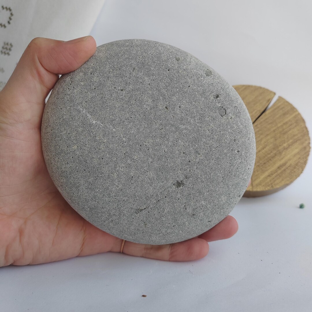 12 Cm Large Round Painting Stone, Pebble, Sea Stone, Beach Pebble, Gray ...