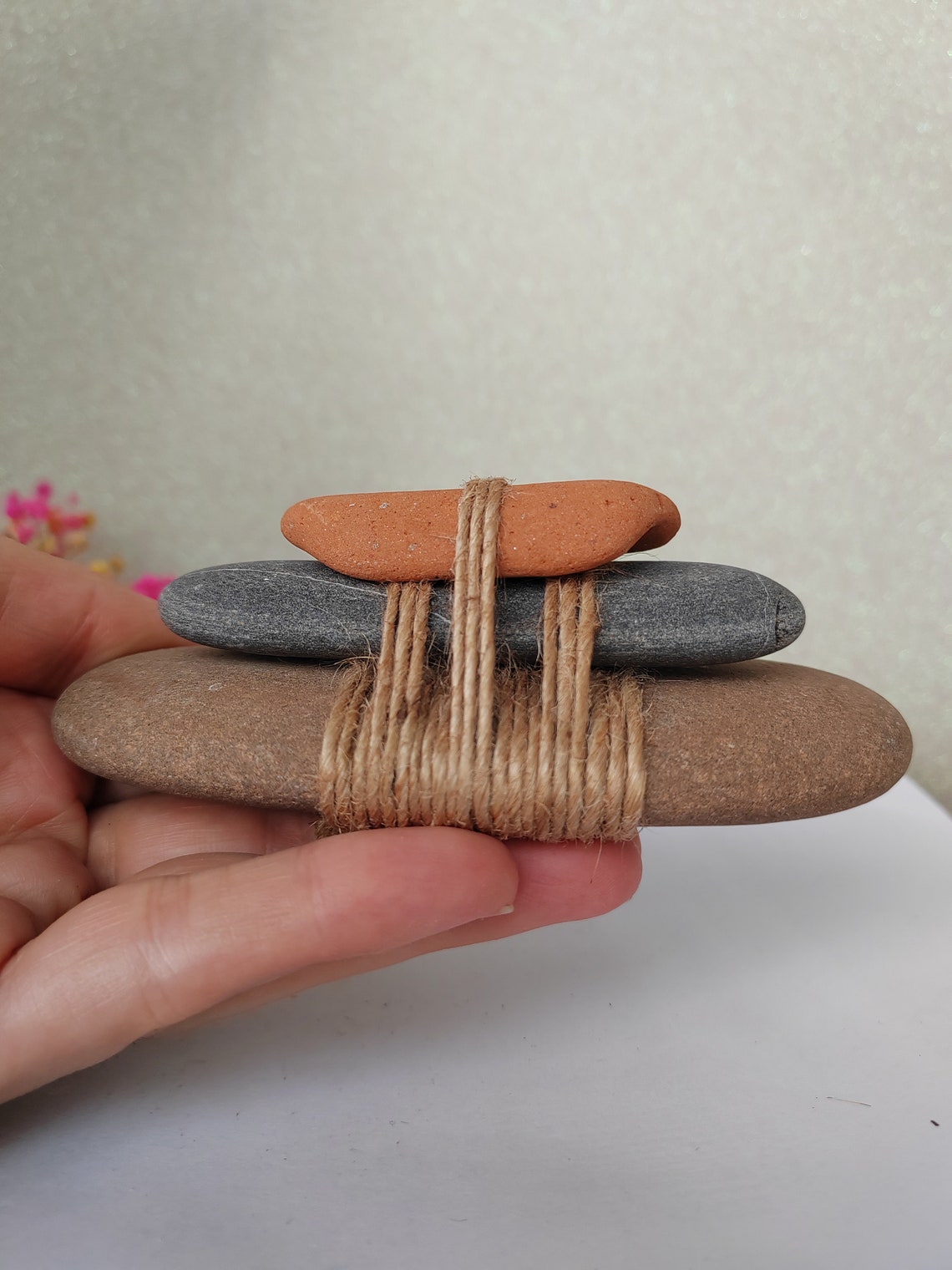 Wrapped Rocks 11 Cm Beach Decoration Pebble Ornament Natural - Etsy