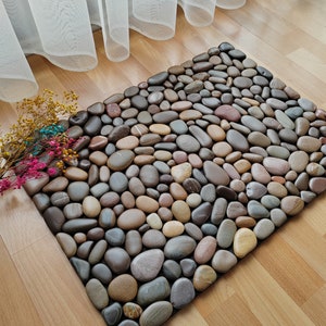 35-55 Cm Polished Beach Stone Mat, Pebble Rug, Foot Massager, Beach ...
