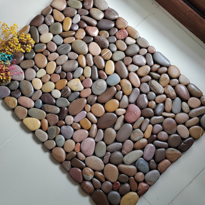 35-55 Cm Polished Beach Stone Mat, Pebble Rug, Foot Massager, Beach ...