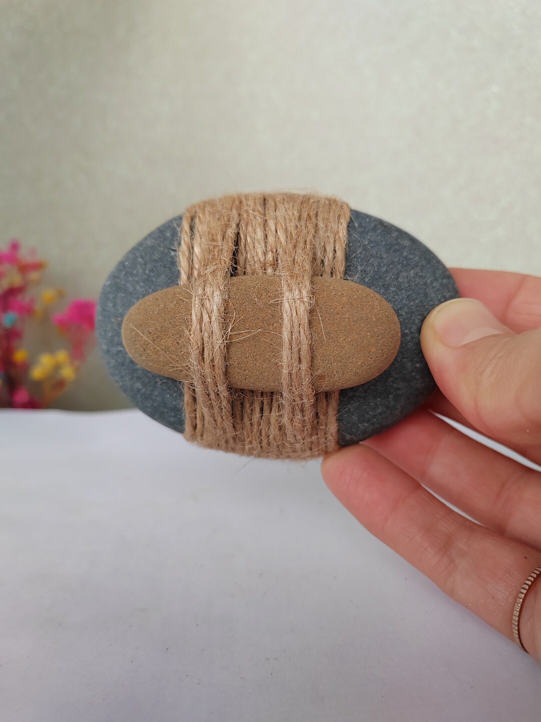 Wrapped Rocks 8 Cm Beach Decoration Pebble Ornament Natural - Etsy