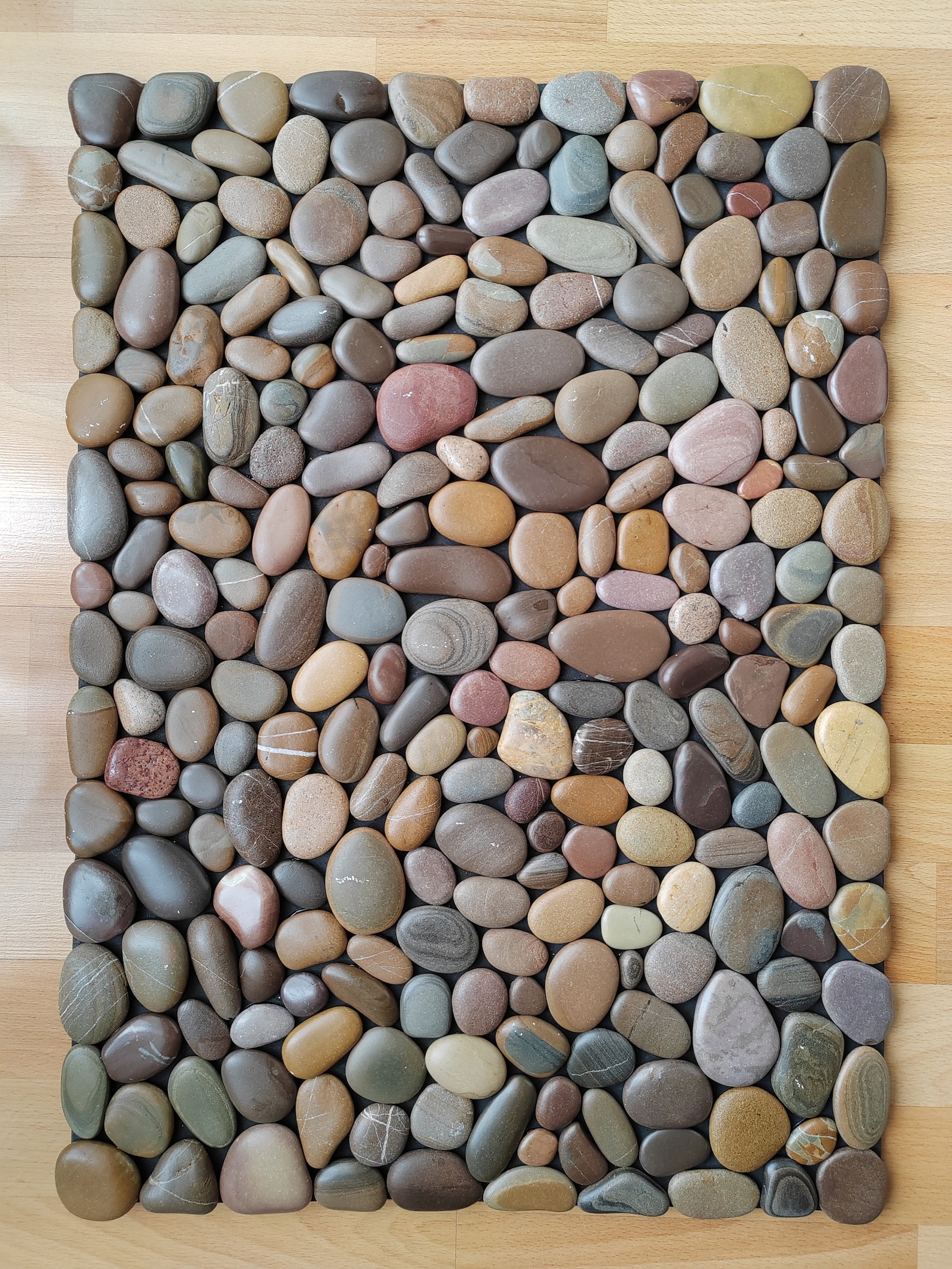 35-55 Cm Polished Beach Stone Mat, Pebble Rug, Foot Massager, Beach ...