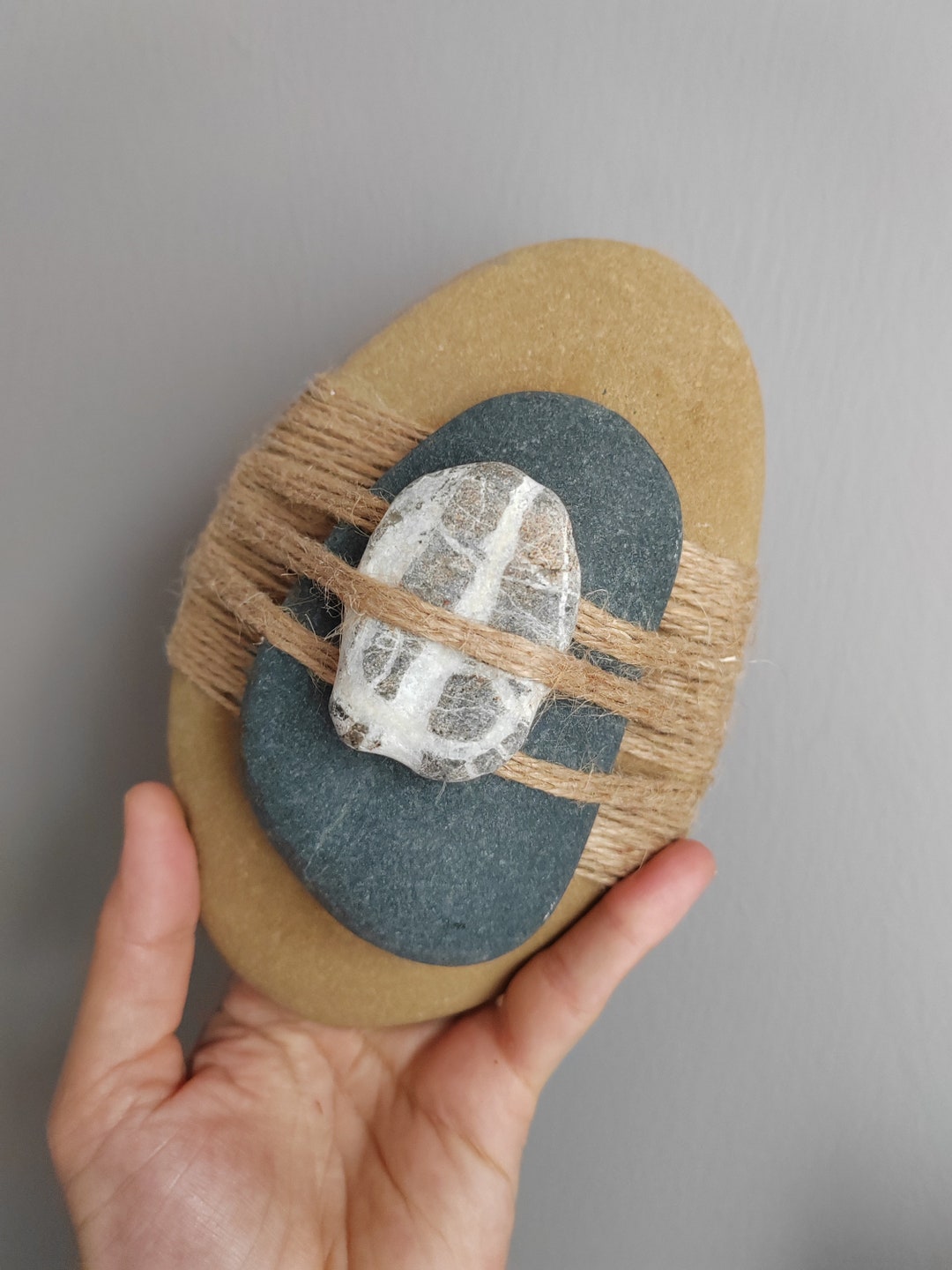 Wrapped Rocks, 17 Cm Large Beach Decoration Pebble Ornament, Nature ...