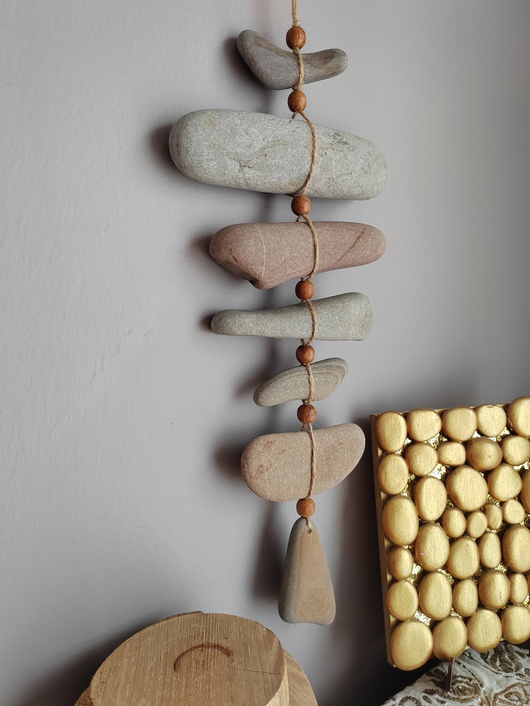 Pebble Wall Art, Large Rock Wall Hanging, 18-40 Cm Beach Stone Wall ...