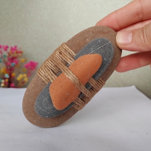 Wrapped Rocks, Beach Decoration Pebble Ornament, Natural Home Gift ...
