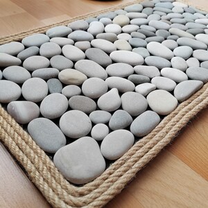 Beach Stone Mat, Grounding, Foot Massage, Spa Massage, Stone Rug Pebble ...