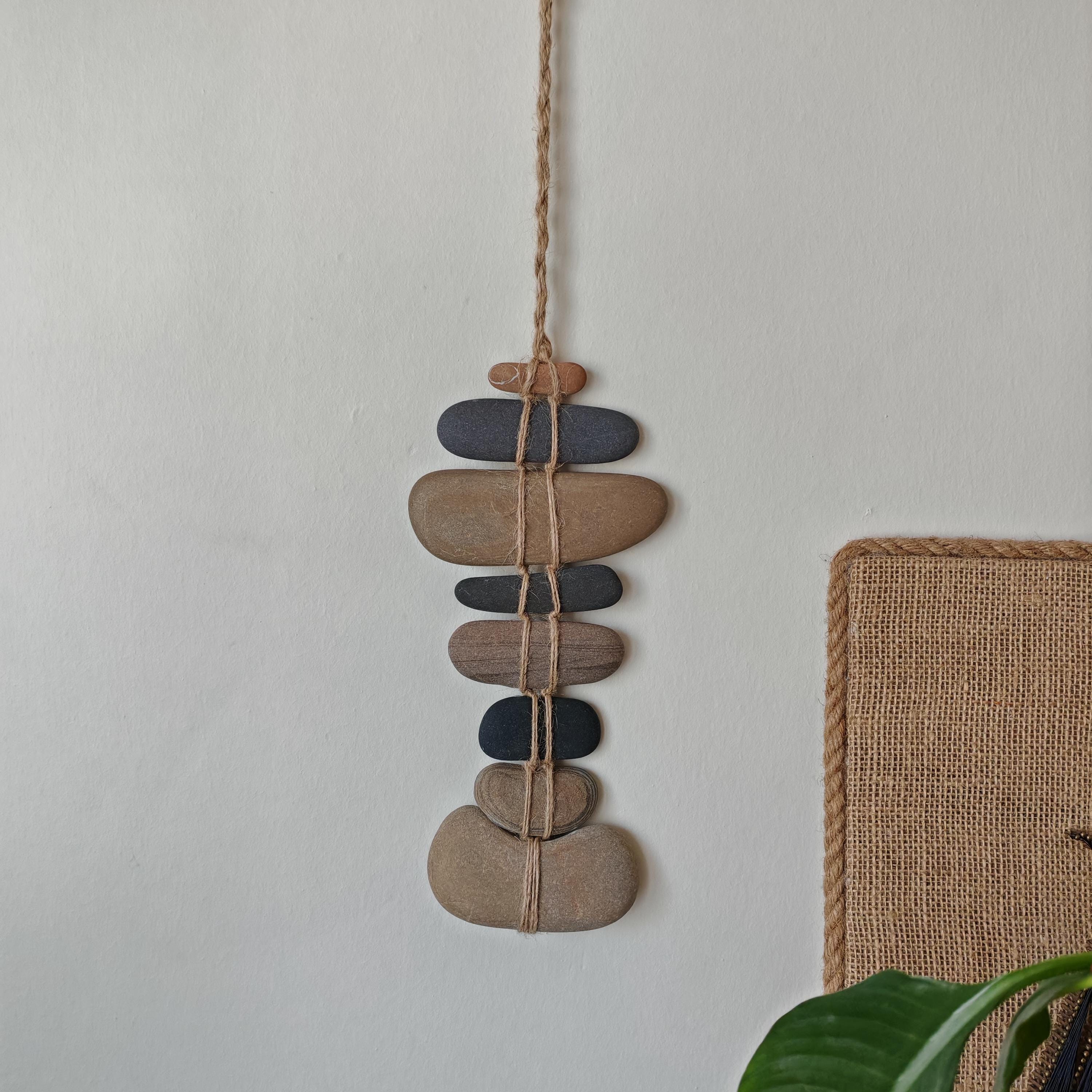Wrapped Beach Stone Wall Hanging: Boho Rock Decor - Etsy