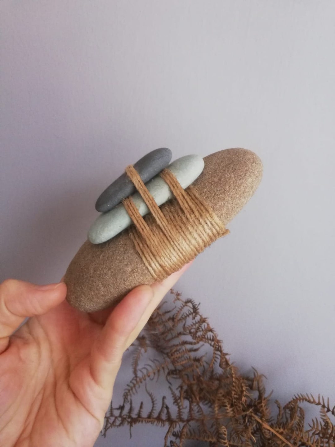 Wrapped Rocks, Beach Decoration Pebble Ornament, Natural Home Gift ...