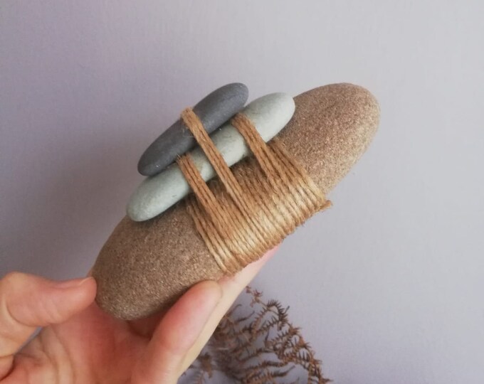 Wrapped Rocks, Beach Decoration Pebble Ornament, Natural Home Gift ...