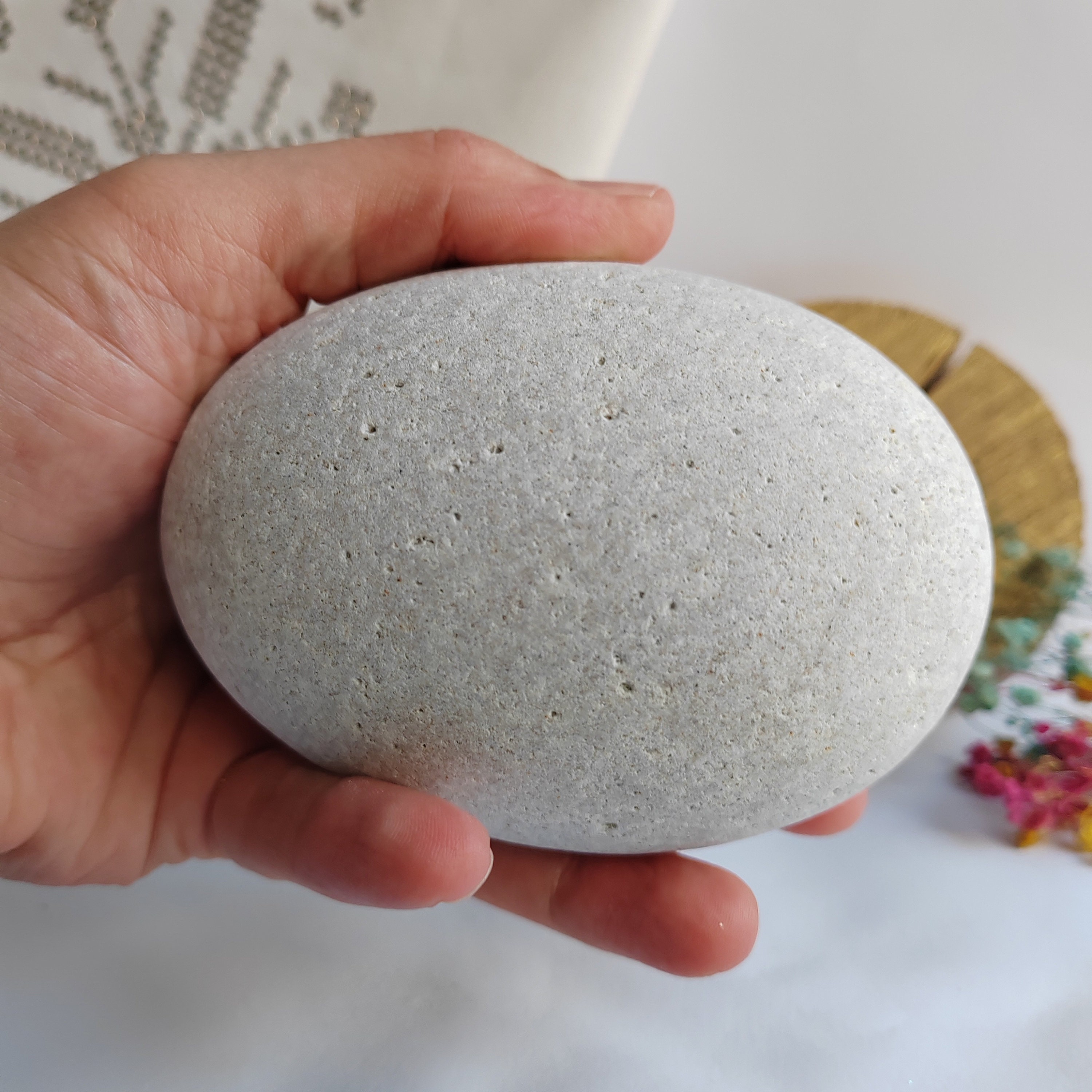 730 Gr 11 Cm White Sea Stone Natural Round Smooth Beach Stone, Egg ...