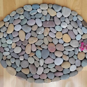 38-49 Cm Oval Beach Stone Mat, Indoor/outdoor Pebble Rug, Foot Massager ...