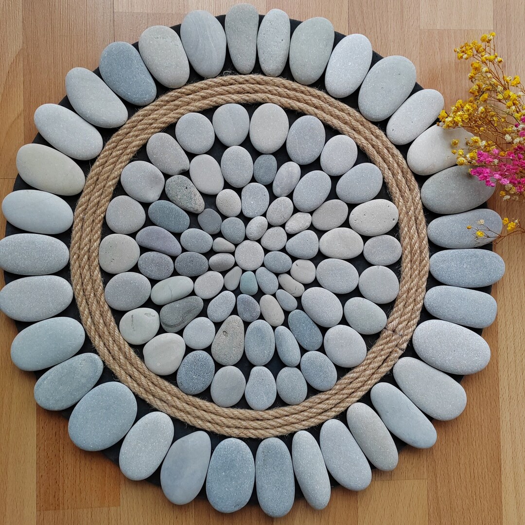 Beach Stone Flower Mat, Coastal Stone Mat, Grounding, Foot Massage ...