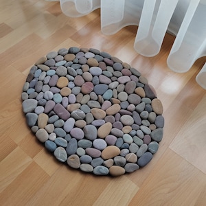 38-49 Cm Oval Beach Stone Mat, Indoor/outdoor Pebble Rug, Foot Massager ...