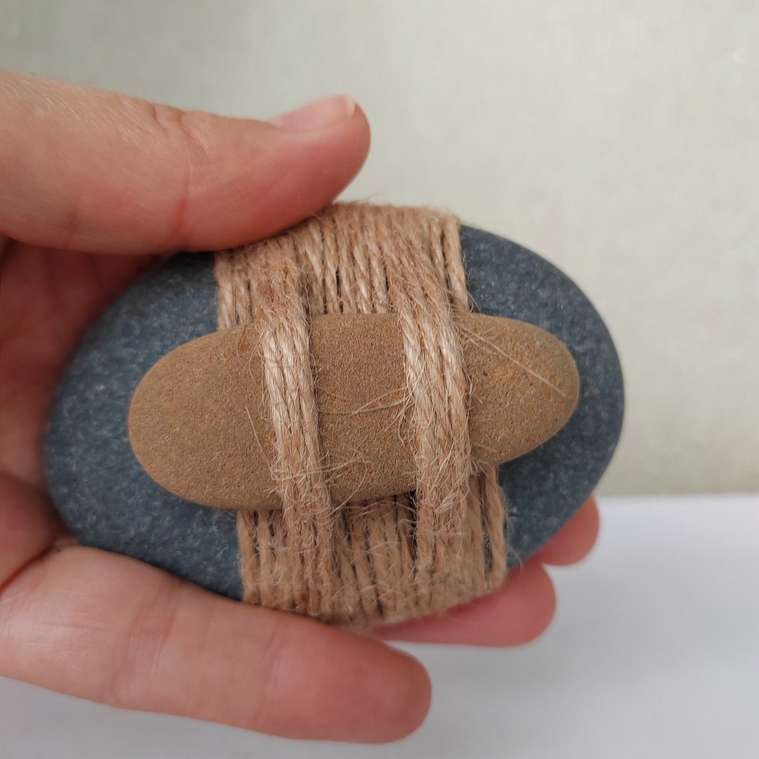 Wrapped Rocks, 8 Cm Beach Decoration Pebble Ornament, Natural Home Gift ...