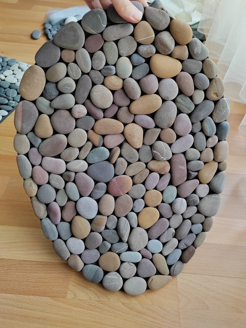 38-49 Cm Oval Beach Stone Mat, Indoor/outdoor Pebble Rug, Foot Massager ...