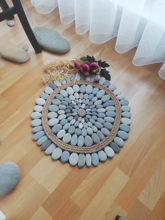 Beach Stone Flower Mat Coastal Stone Mat Grounding Foot - Etsy