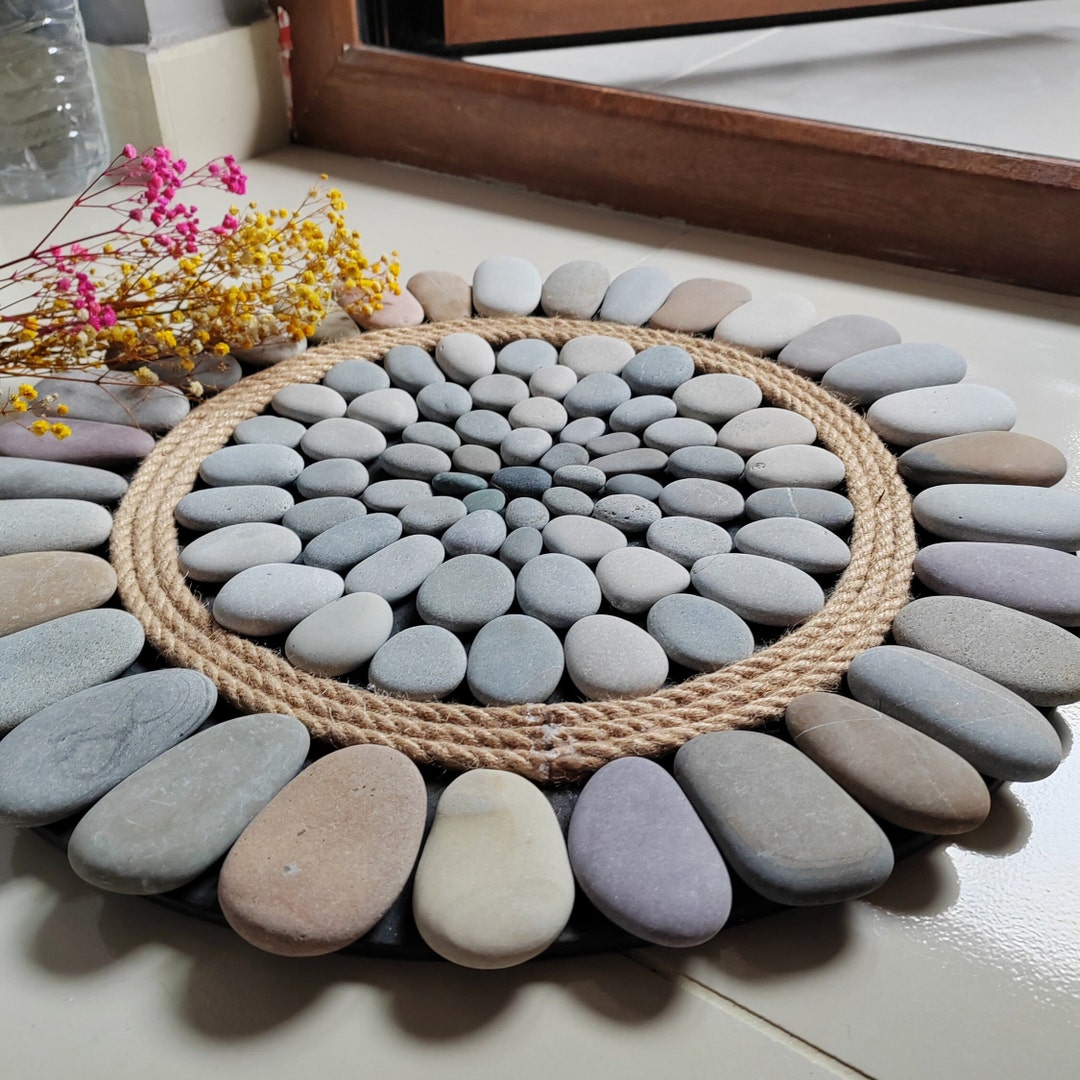 Flower Stone Mat, Grounding, Stone Rug Pebble Rug, 60 Cm, 24 Inch - Etsy