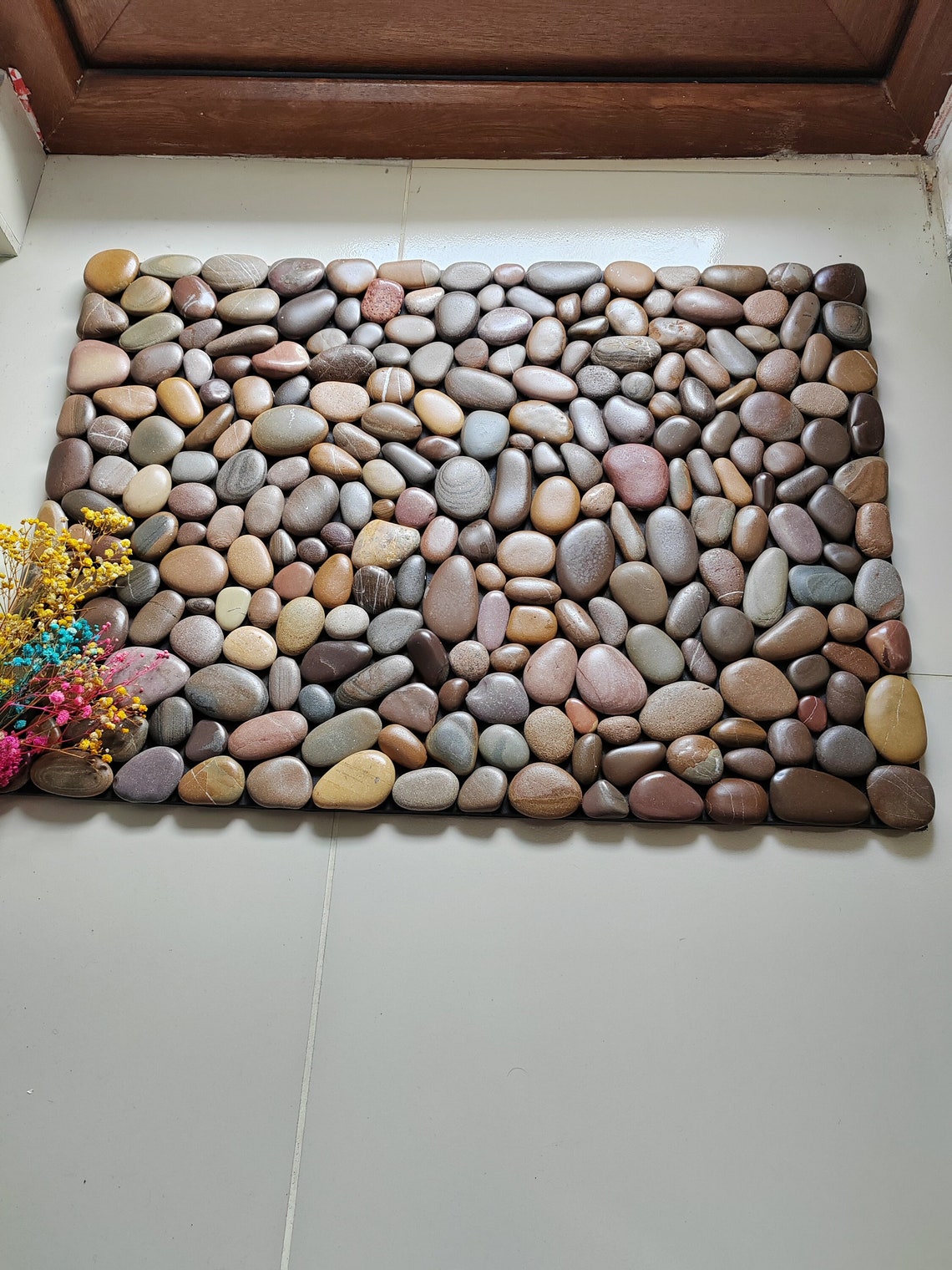 35-55 Cm Polished Beach Stone Mat, Pebble Rug, Foot Massager, Beach ...