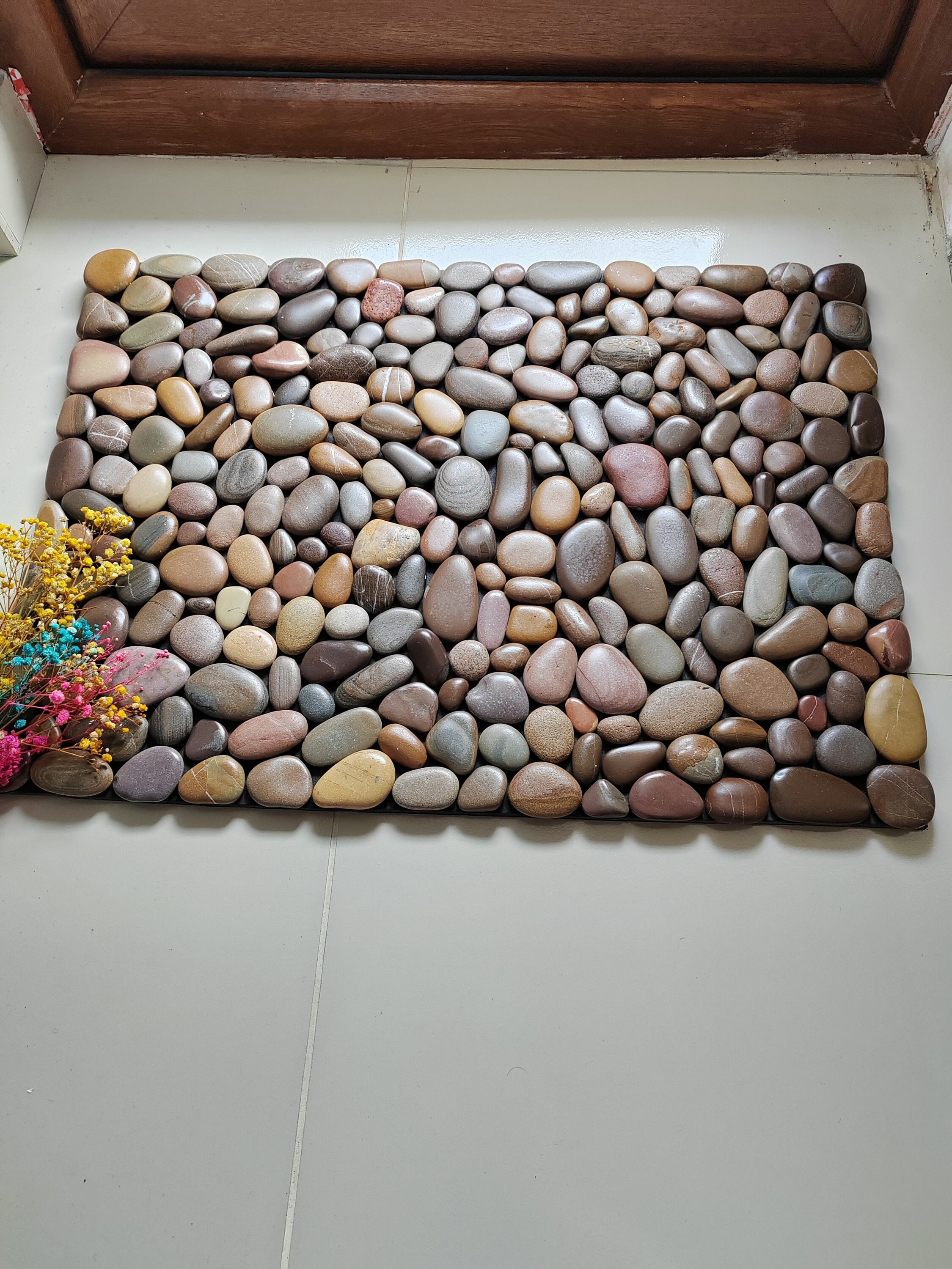 35-55 Cm Polished Beach Stone Mat, Pebble Rug, Foot Massager, Beach ...