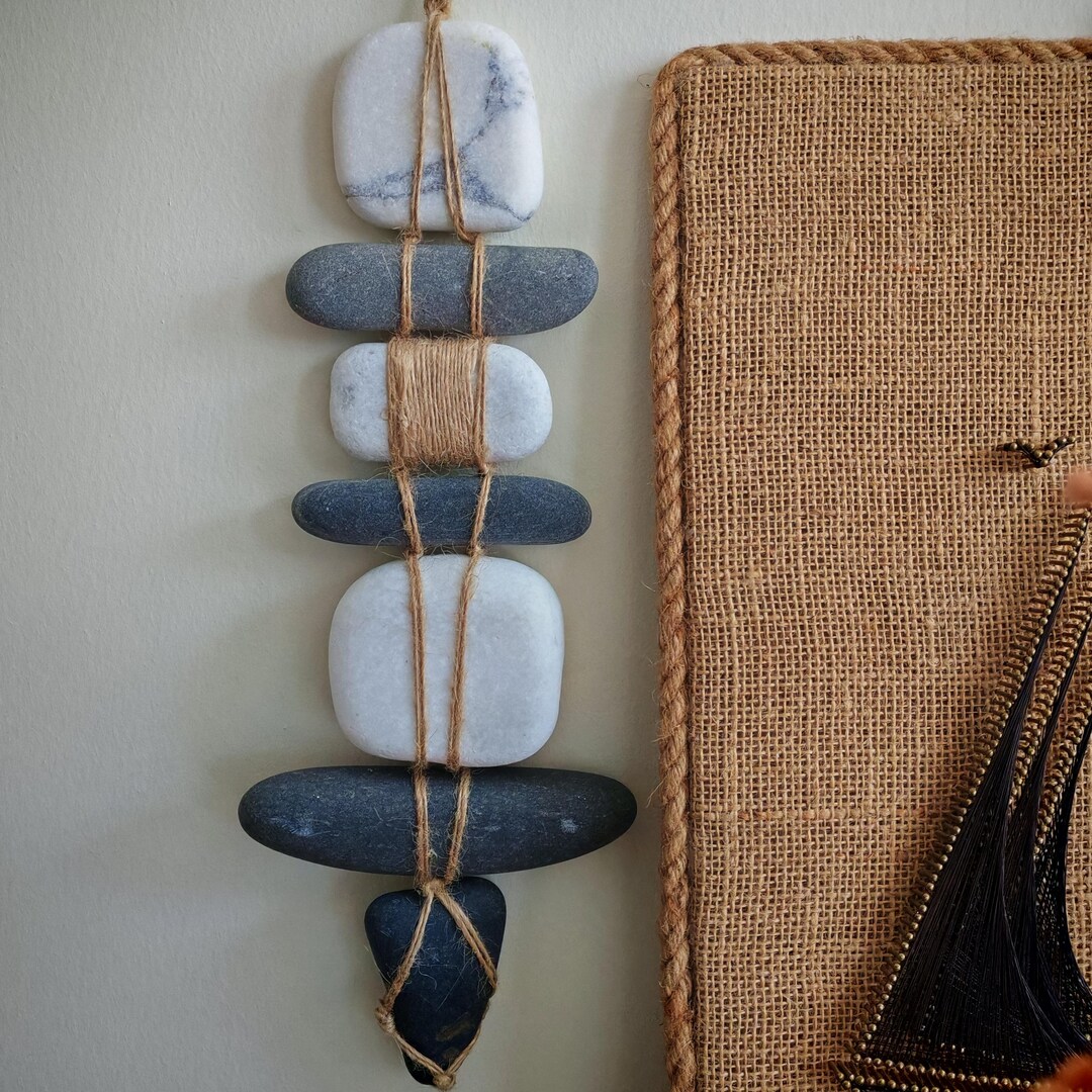 Rock Wall Decor: Jute Wrapped Rock Ornament 13-35 Cm (except Rope) - Etsy