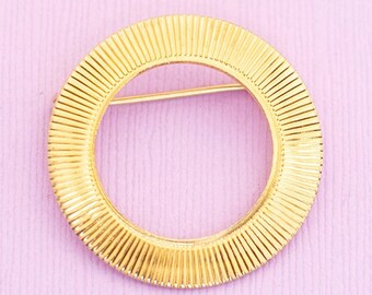 Gold Circle Brooch | Etsy