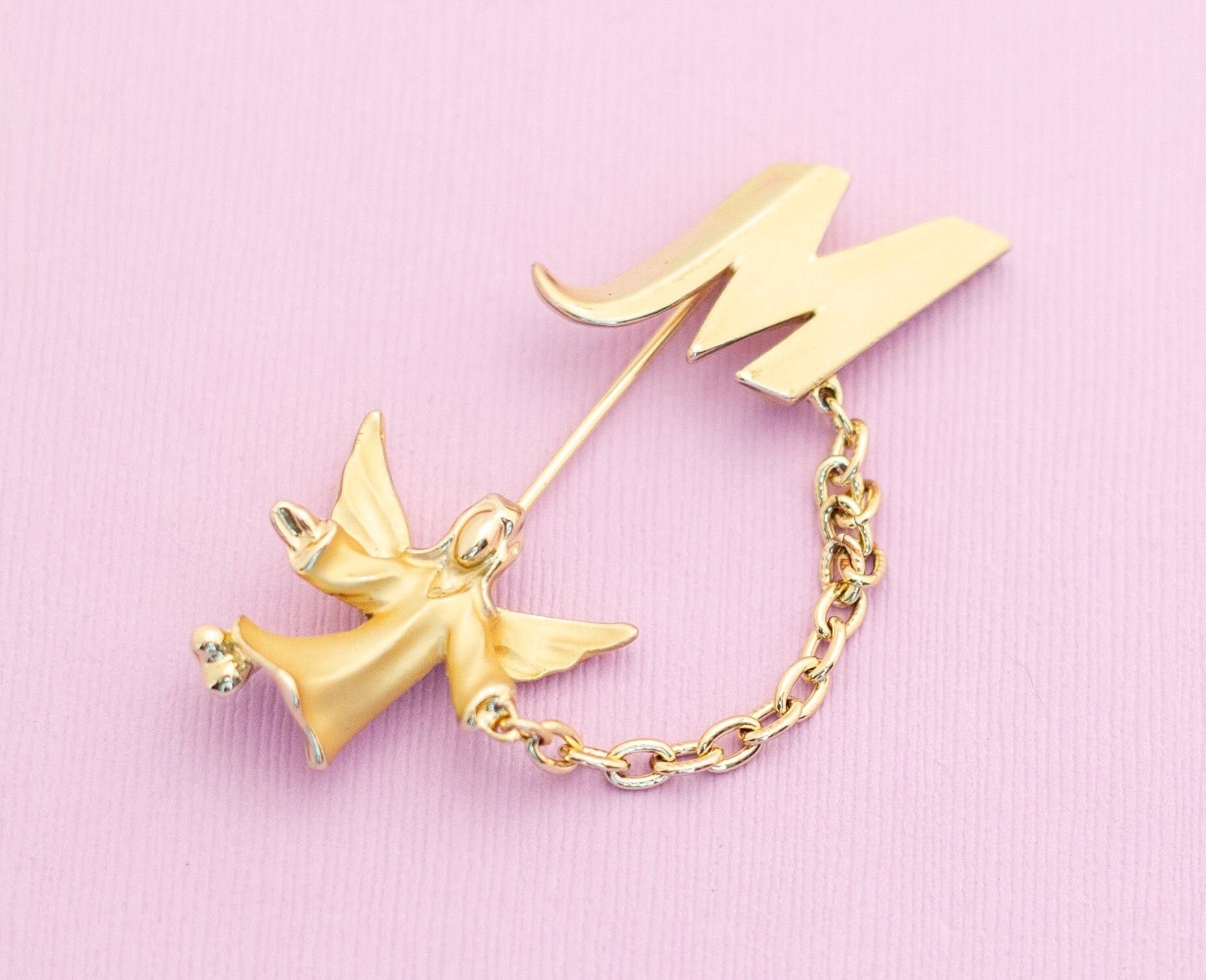 Vintage Mid Century Gold Tone Letter M Angel Stickpin HB9 - Etsy