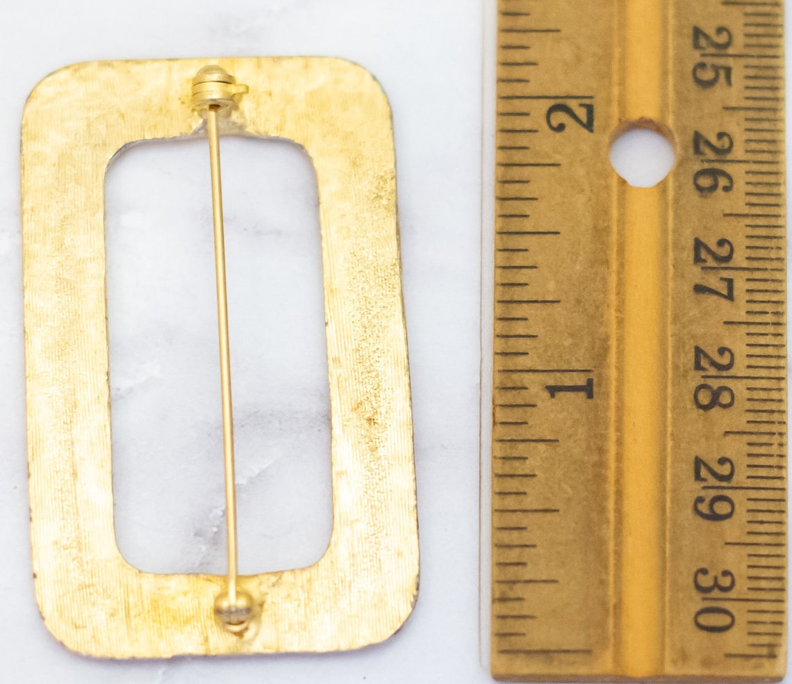 Vintage Geometric Rectangle Gold Tone Brooch - HB28 - Etsy