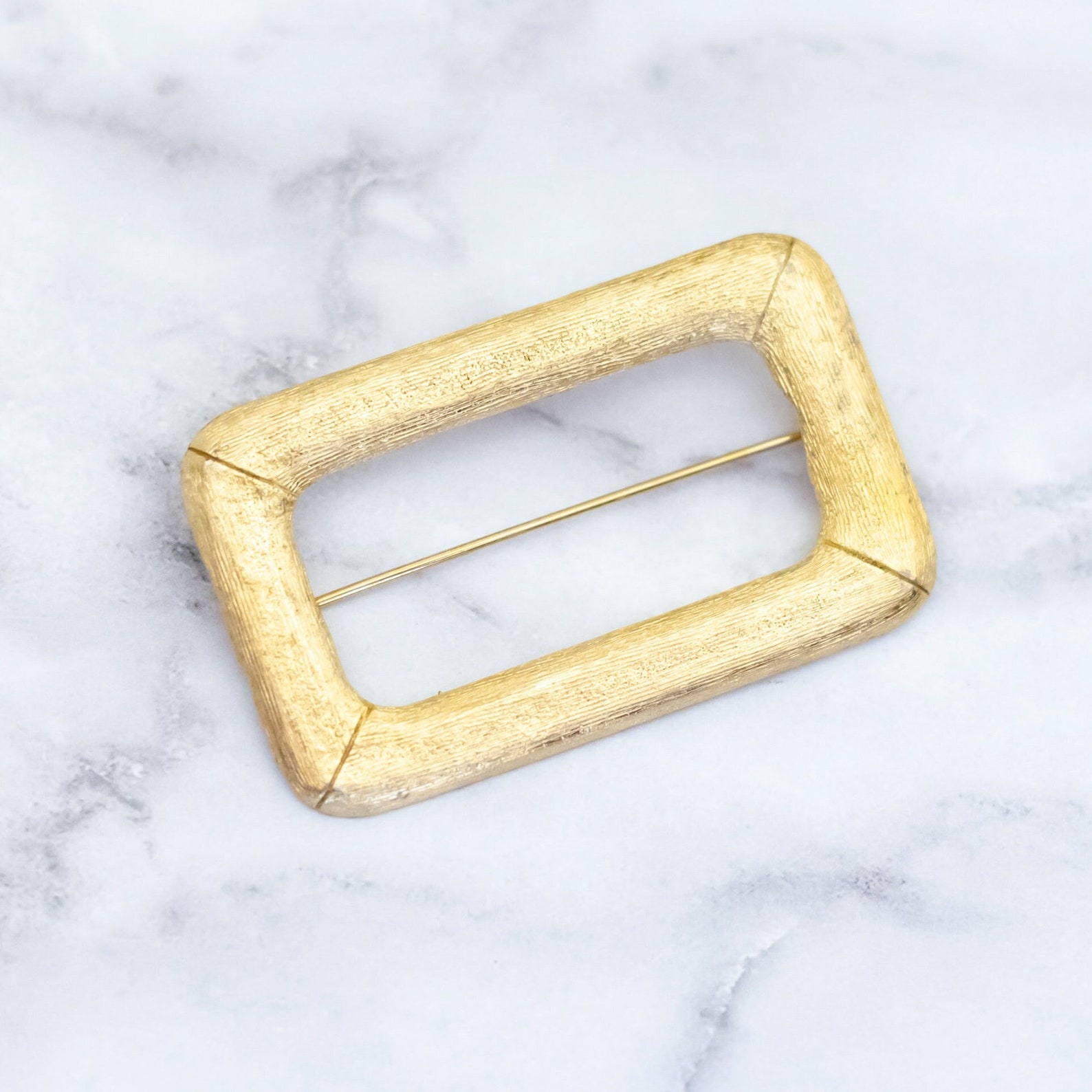 Vintage Geometric Rectangle Gold Tone Brooch - HB28 - Etsy
