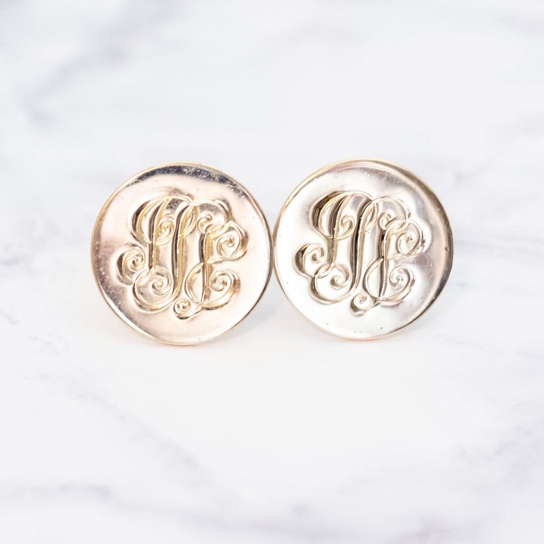 Vintage Monogram Letters Circular Symbolic Silver Tone Cuff Links HB25 ...