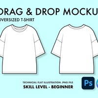 Flat Technical Drawing Relaxed Fit T-shirt Template - Etsy