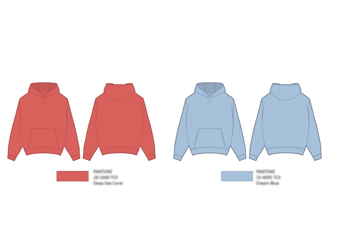 Flat Technical Drawing - Oversized Chunky Hoodie Template - Relaxed Fit ...