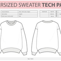 Oversized Knit Sweater Advanced Technical Drawing - Etsy
