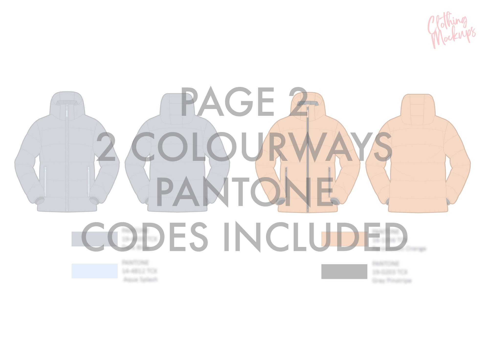 Flat Technical Drawing - Jacket Template - Puffer, Padded, Primaloft ...