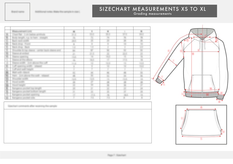 Full Zip Hoodie TECH PACK - Etsy