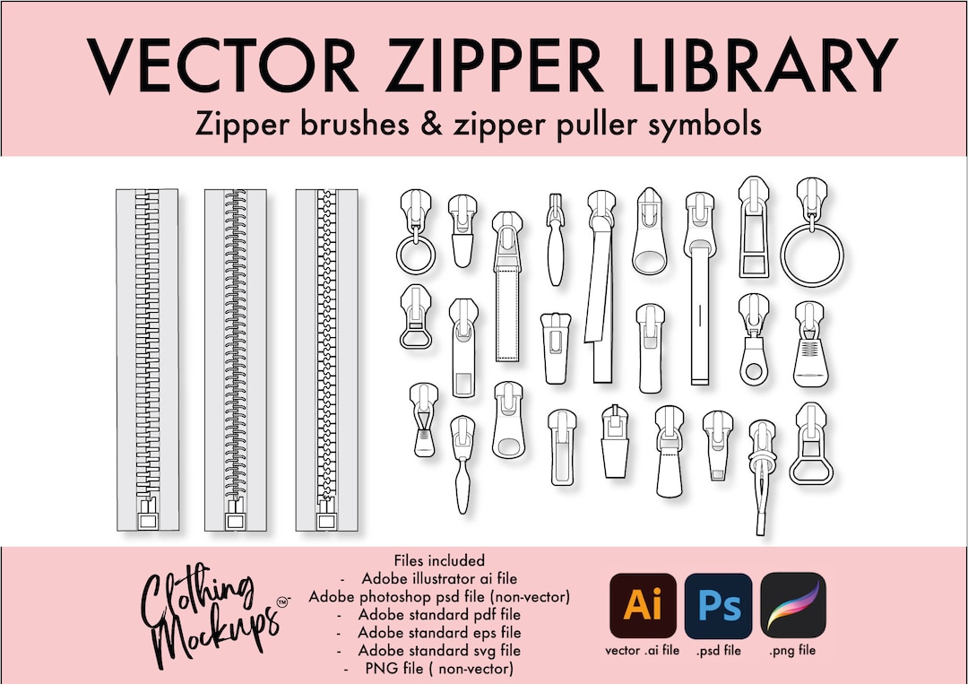 Vector Zipper Library - Fashion Design Illustrations - Etsy