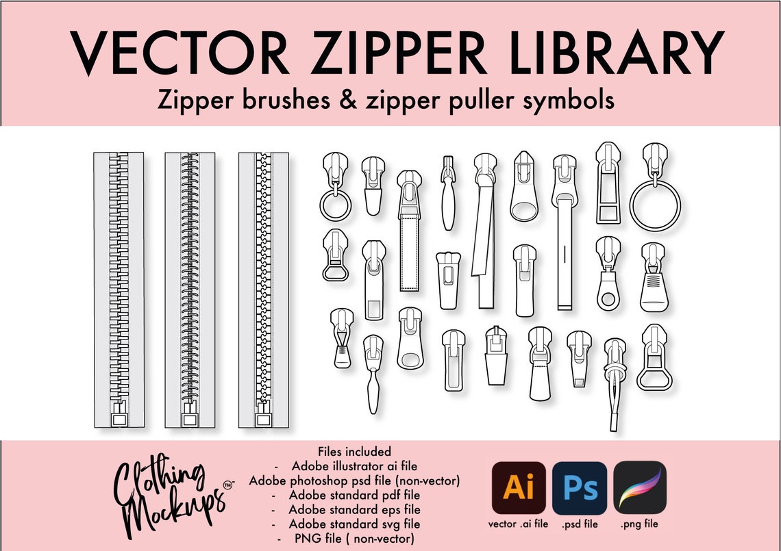 Vector Zipper Library - Fashion Design Illustrations - Etsy