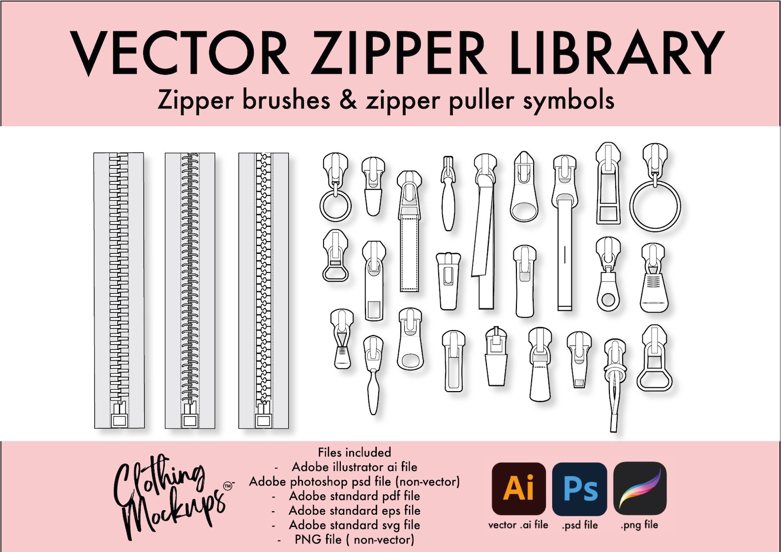 Vector Zipper Library - Fashion Design Illustrations - Etsy