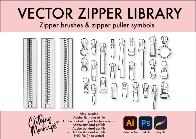 Vector Zipper Library - Fashion Design Illustrations - Etsy
