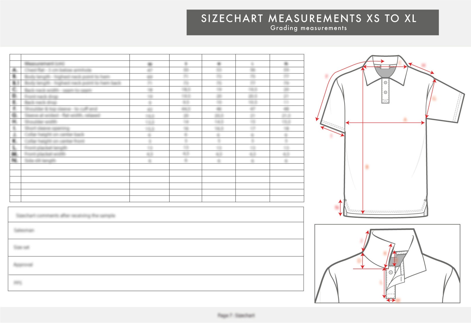 Polo Shirt Pique TECH PACK Illustrator Photoshop Procreate Size Chart ...