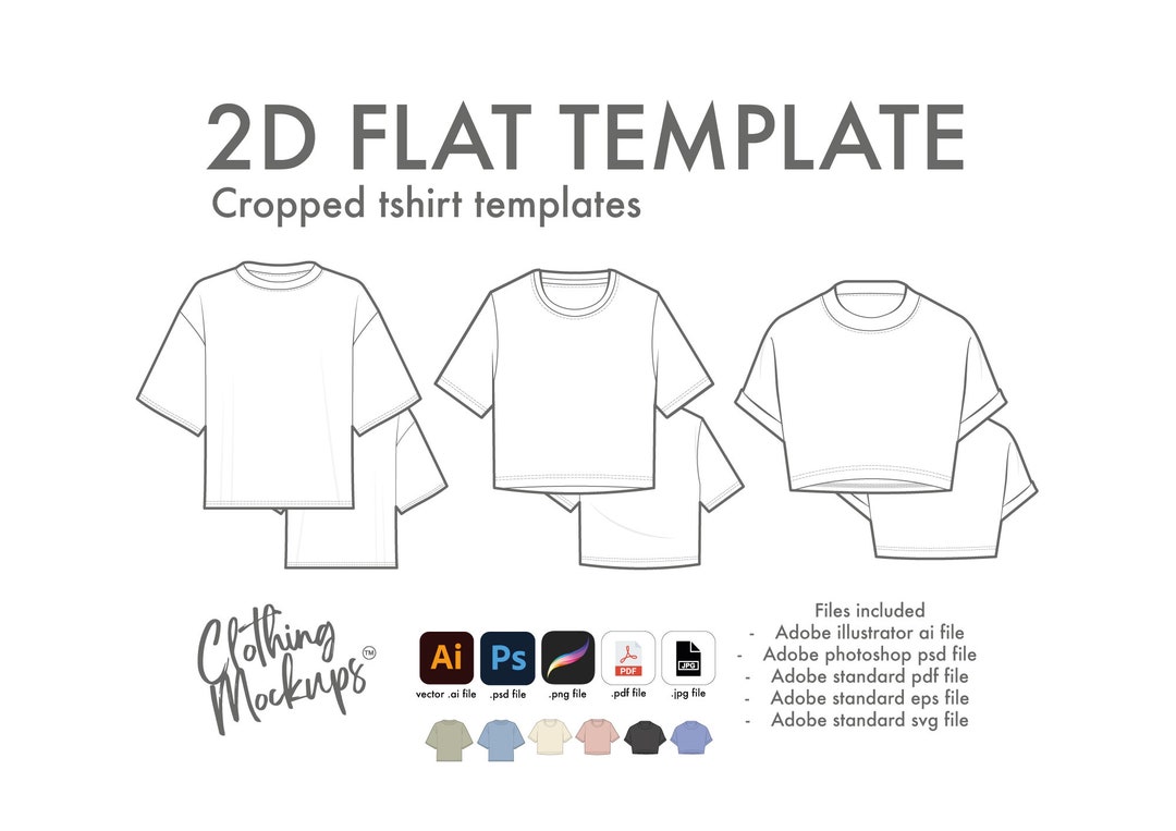 Fashion Flats - Cropped T-shirt Template Pack - Etsy